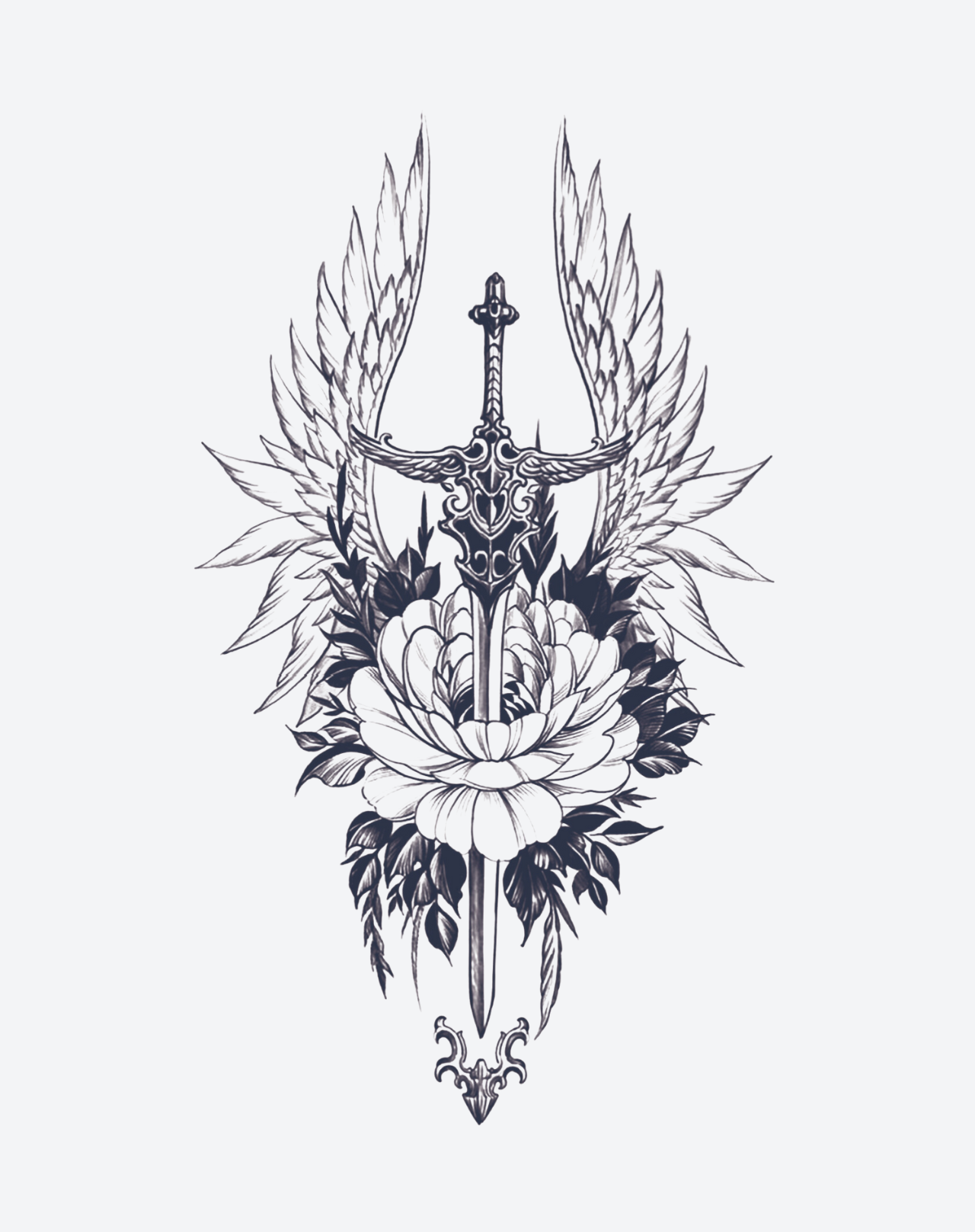 Angel with a sword tattoo | Orangetattooshop.com