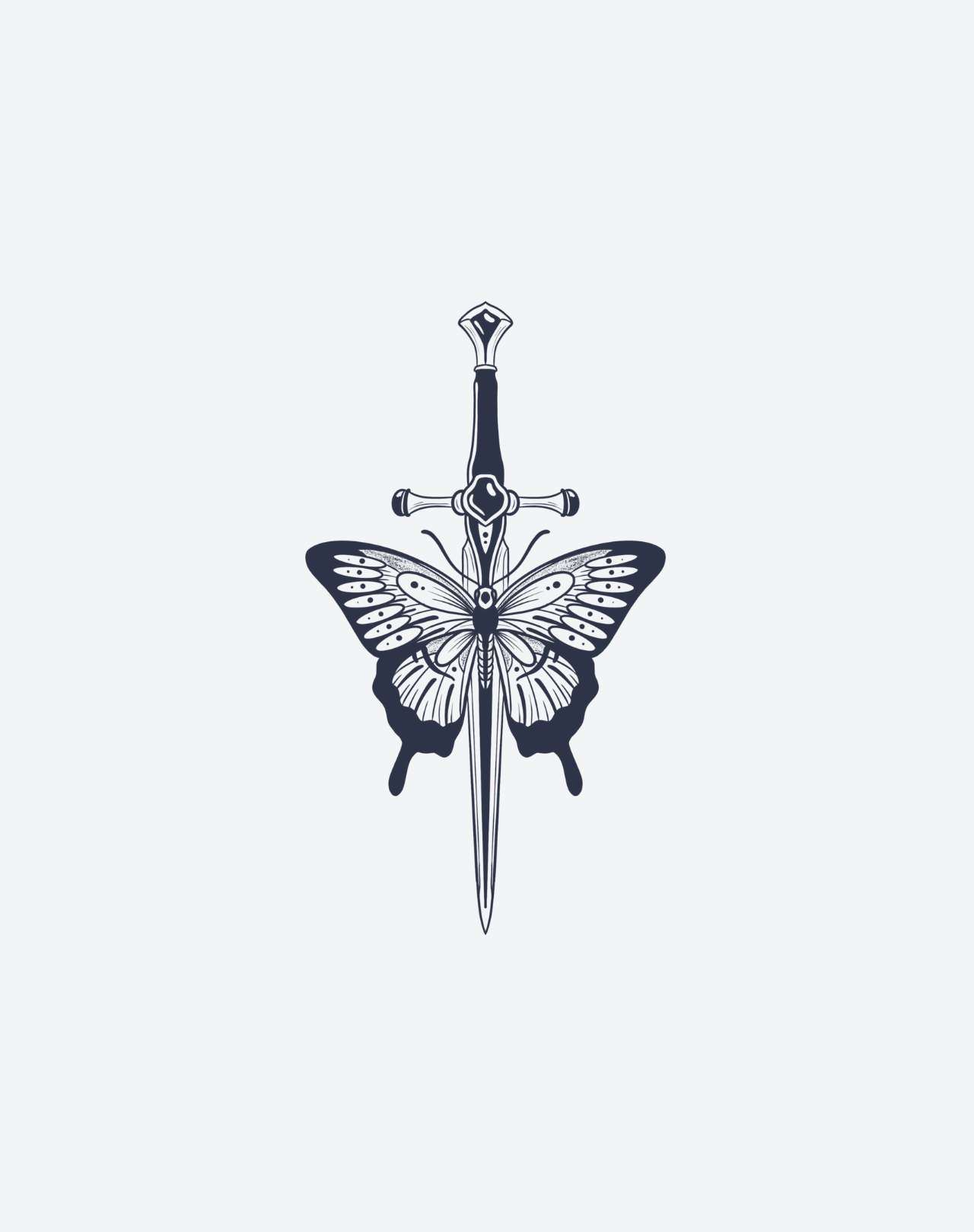 Butterfly dagger tattoo | Orangetattooshop.com