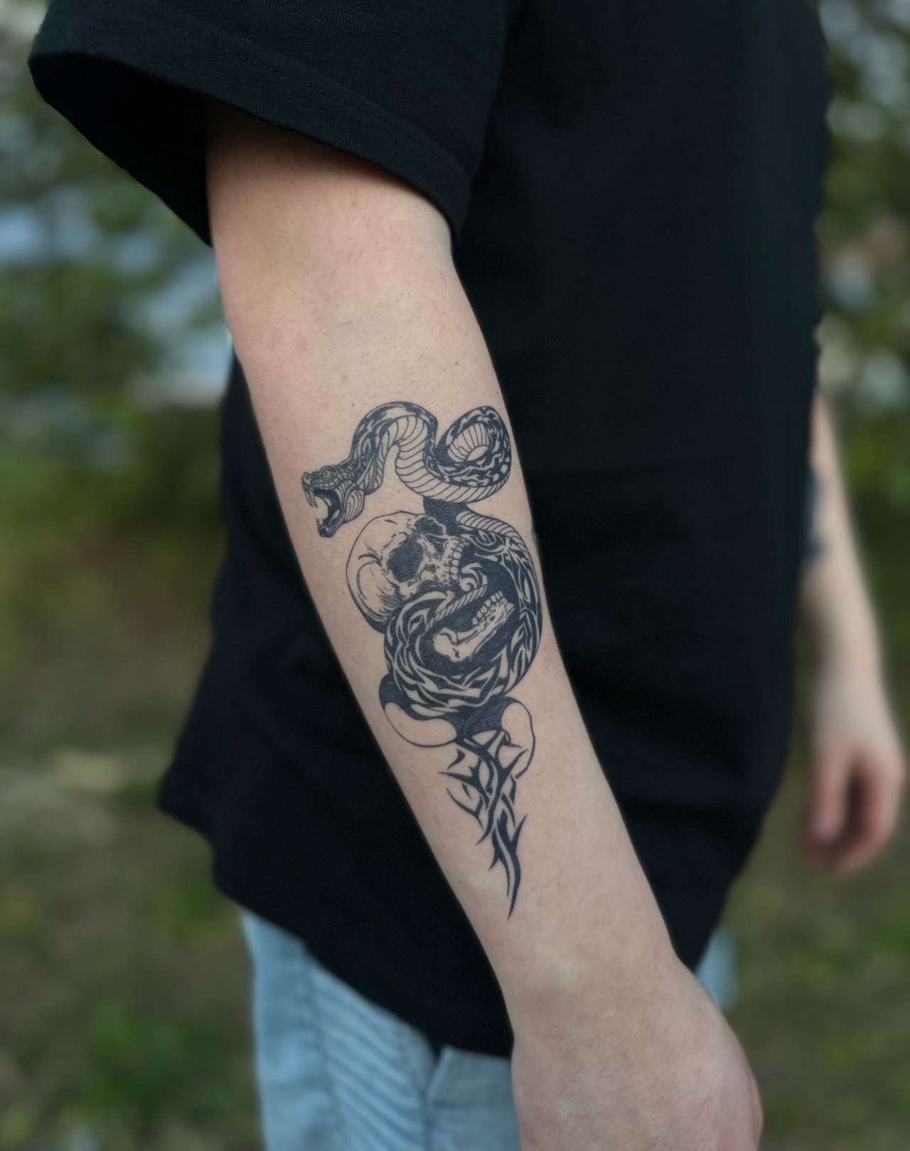 Cyber Snake & Skull Temporary Tattoo. Lasts 1-2 Weeks. – EZINK™