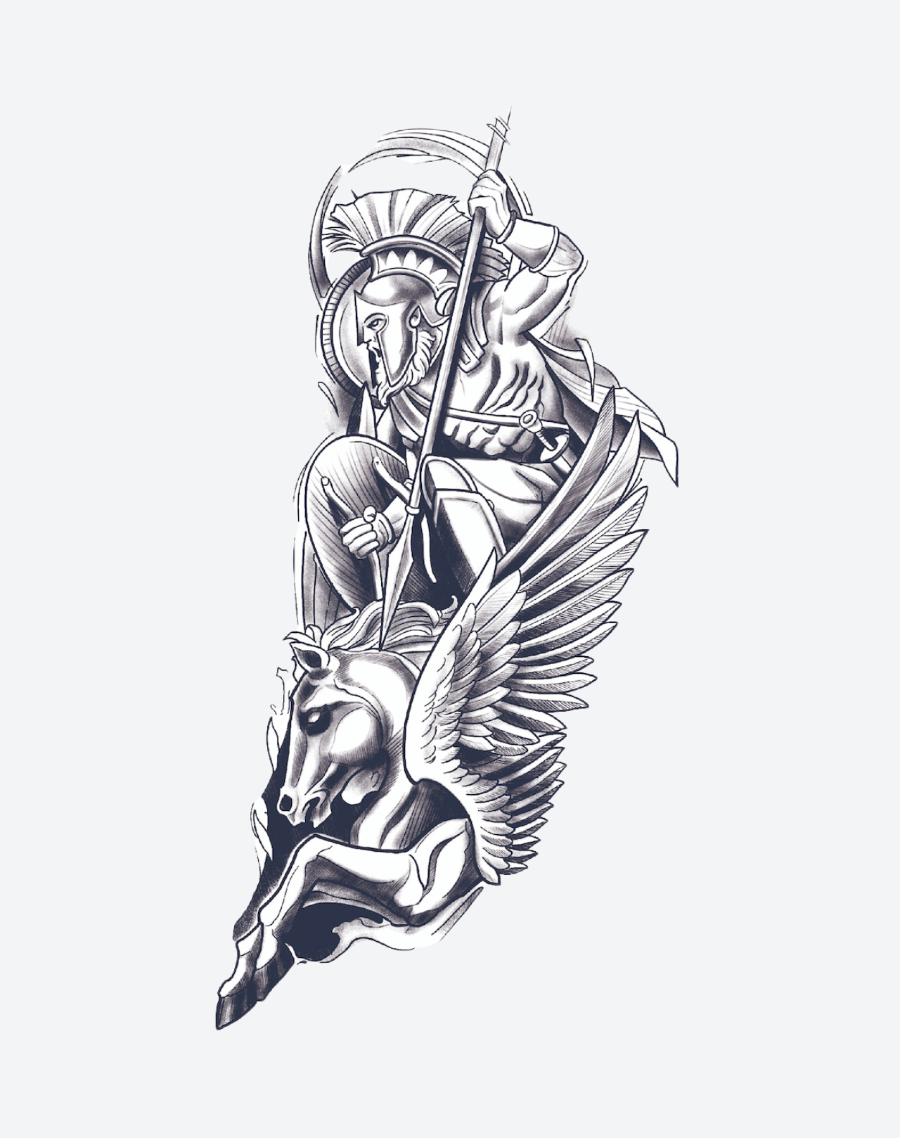 Gladiatior's Pegasus Temporary Tattoo. Lasts 1-2 Weeks. – EZINK™