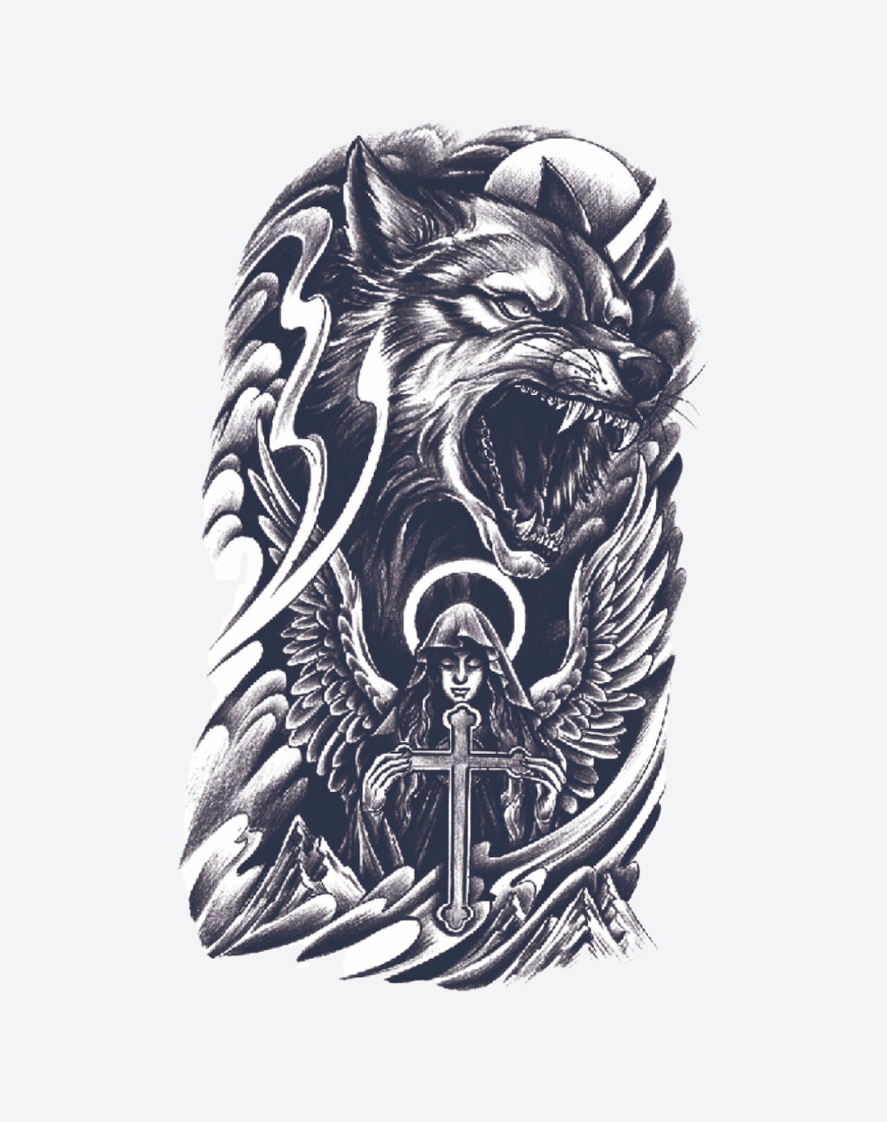 Guardian Wolf Temporary Tattoo. Lasts 1-2 Weeks. – EZINK™