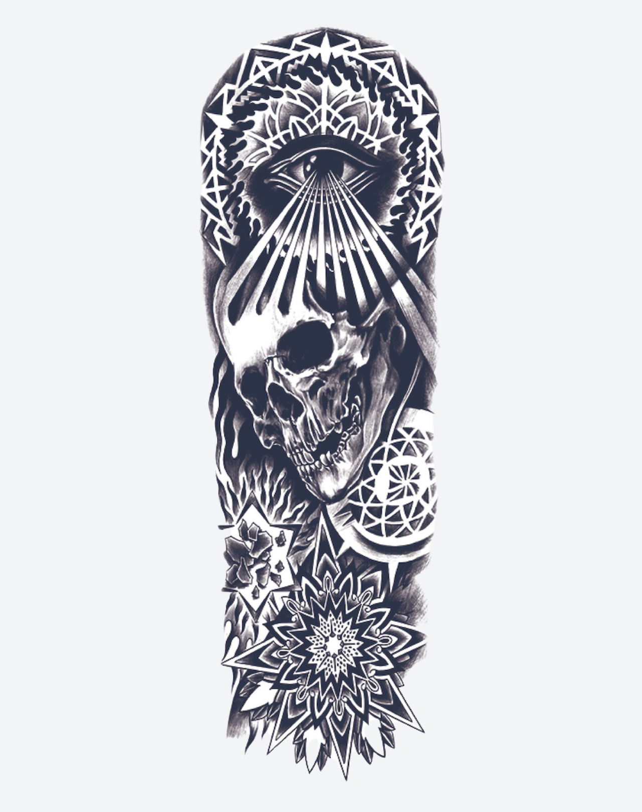 Skull & Eye Sleeve Temporary Tattoo. Lasts 1-2 Weeks. – EZINK™